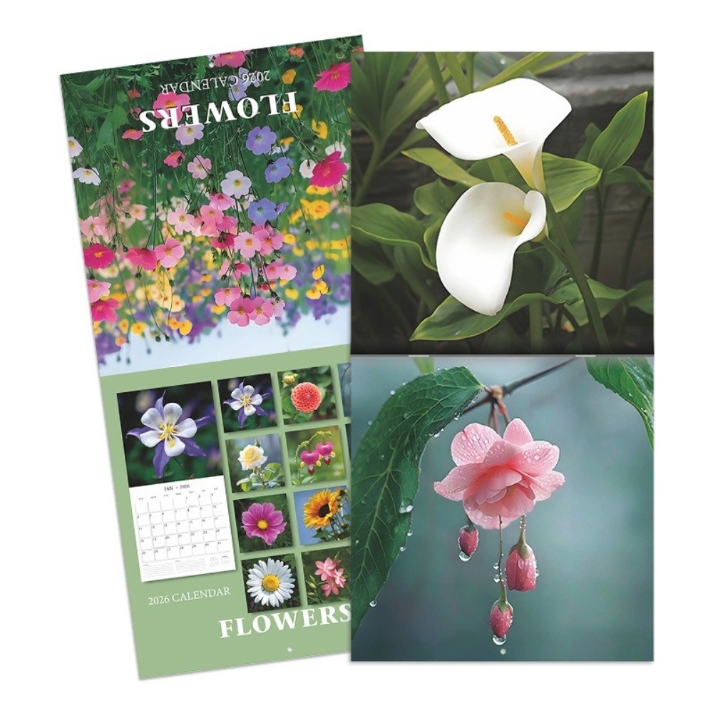 Aesthetic 12 Month Flowers Themed Wall Calendar Thick Paper Wall ...