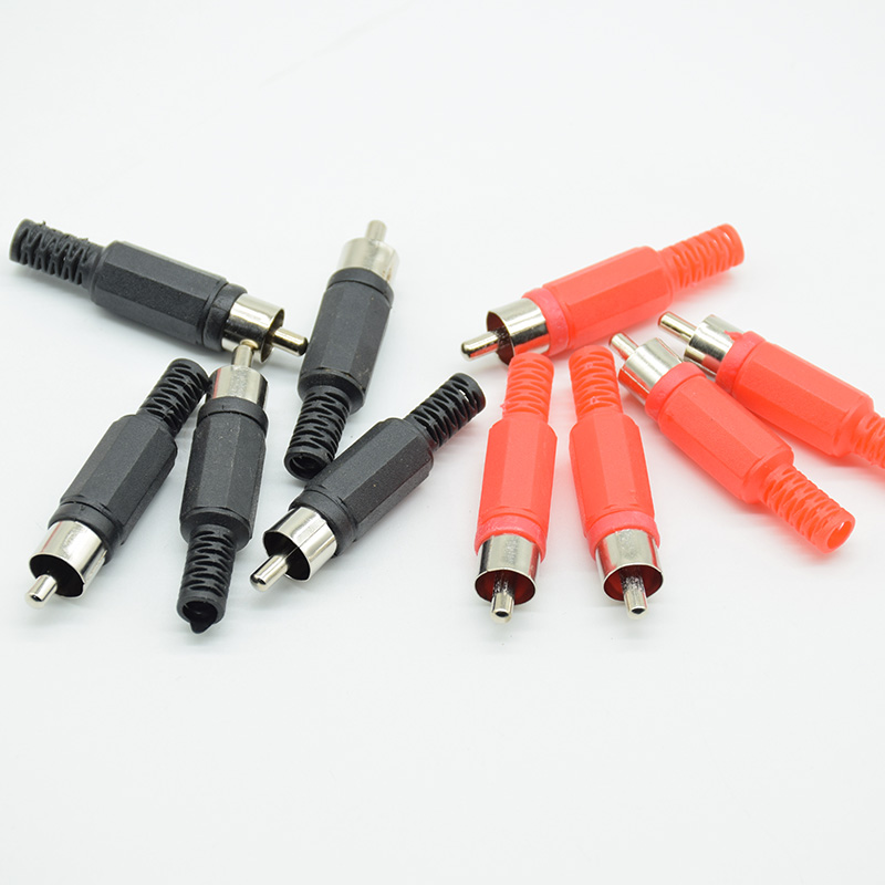 【BeyondShop】10pcs 5red 5black Plastic lotus audio and video RCA male AV ...