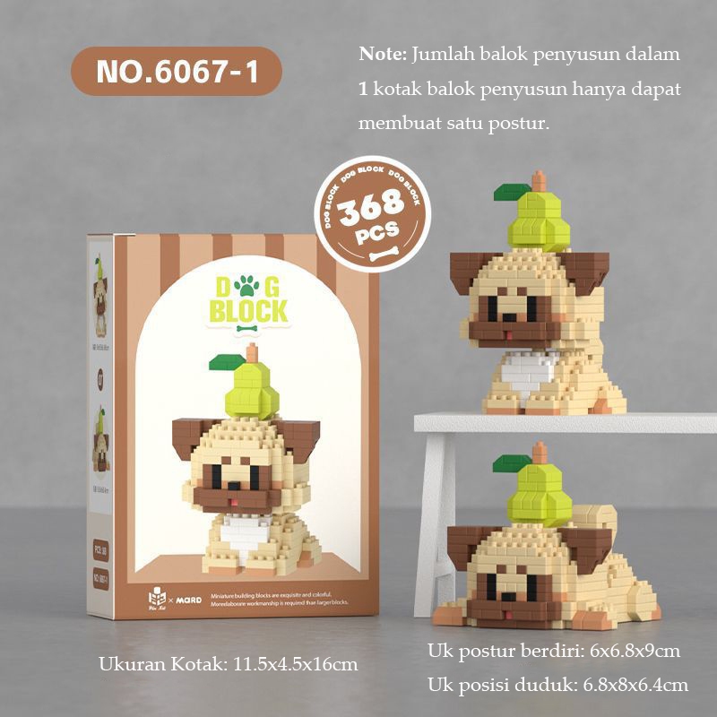 MEKANSM 3D Model Anak Anjing DIY Dog Building Bricks Block Susun Balok ...