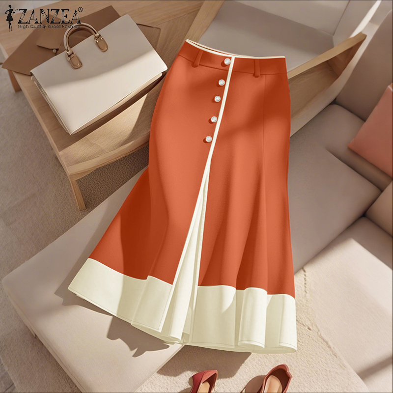 ZANZEA Women Streetwear Fashion High Waist A-Line Skirts Button Design ...