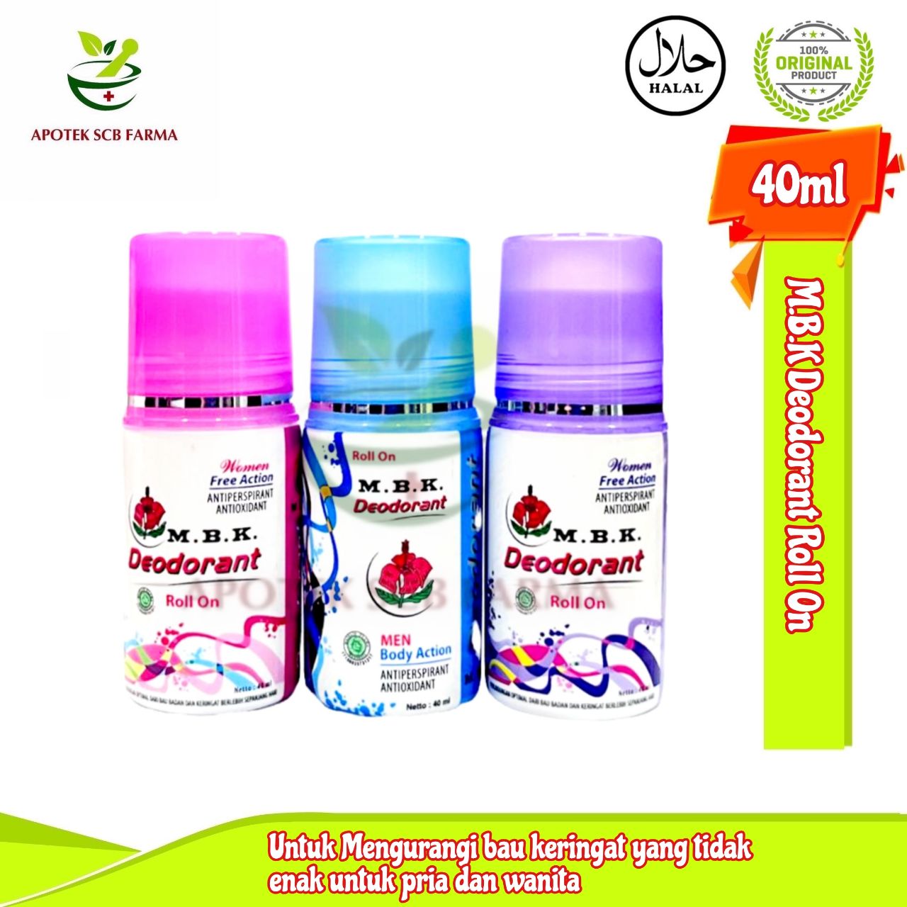 MBK Deodorant Roll On Women Free Action Dan Body Action | Lazada Indonesia
