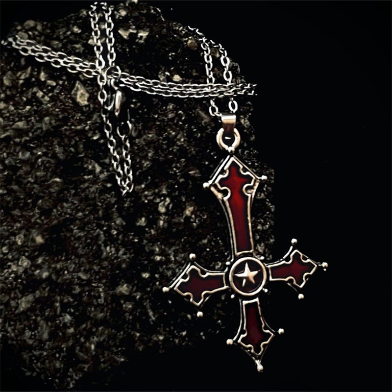 Vintage Gothic Cross Pendant Necklace For Men Fashion Party Trend Punk ...