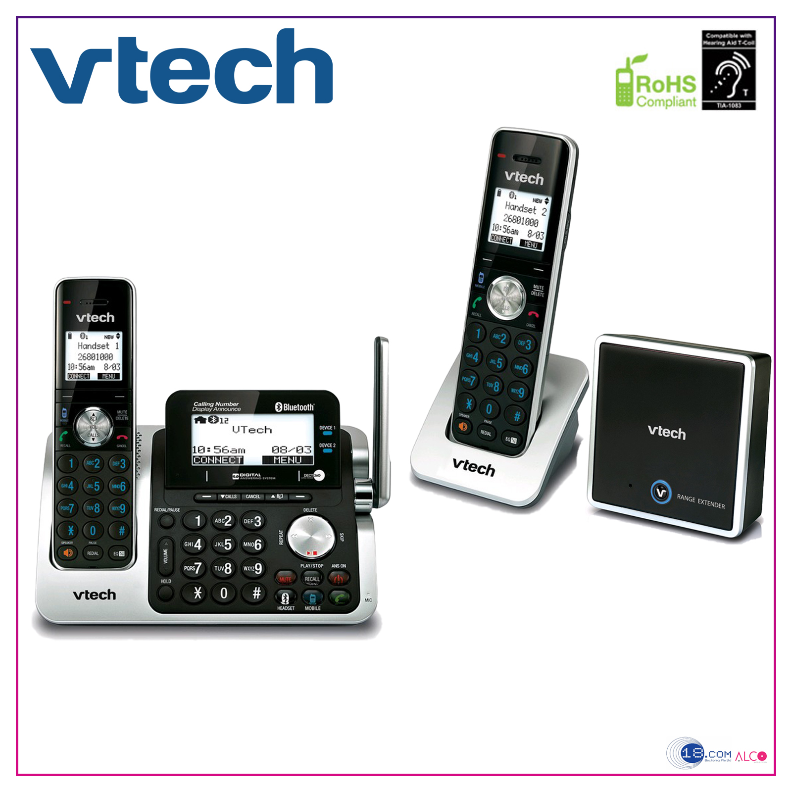 VTECH DS8141R-2 MobileConnect Digital Cordless Phone Combo System with ...