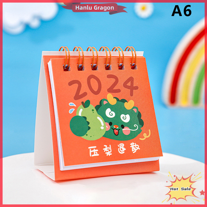Hanlu โต๊ะน่ารักปฏิทินจิ๋ว2024ตัวกำหนดตารางเวลาปฏิทินแบบยืนเครื่องประดับตั้งโต๊ะของขวัญสำหรับแขก ...