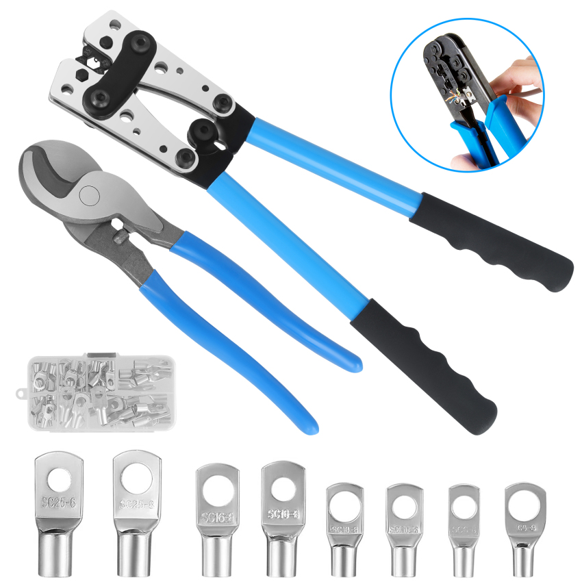 Battery Cable Crimping Tool 10-1/0 AWG for Battery Terminal Crimper ...