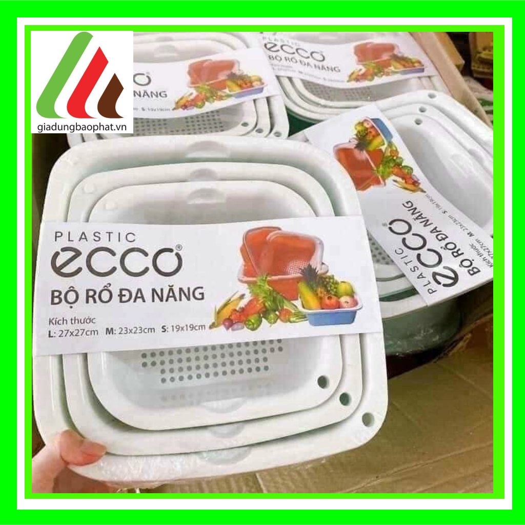 Bộ thau rổ nhựa vuông 6 món ecco Việt Nhật chất lượng cao tiện dụng đa ...
