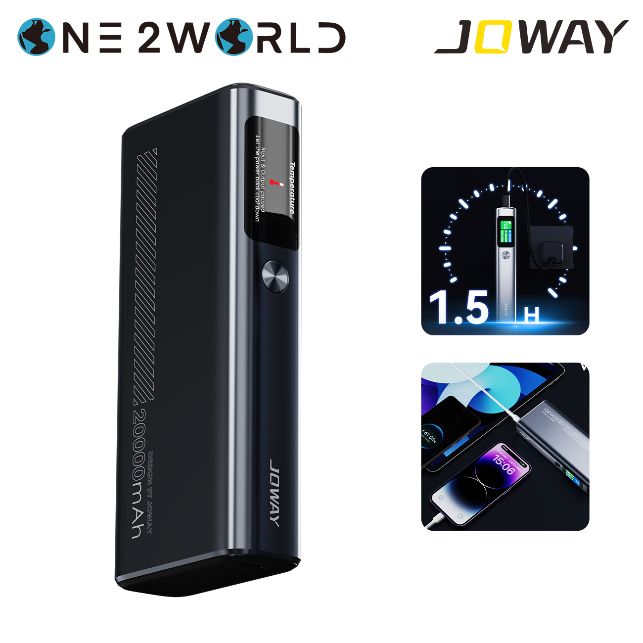 JOWAY Portable Charger, 130W 20000mAh 72Wh Laptop Power Bank for ...