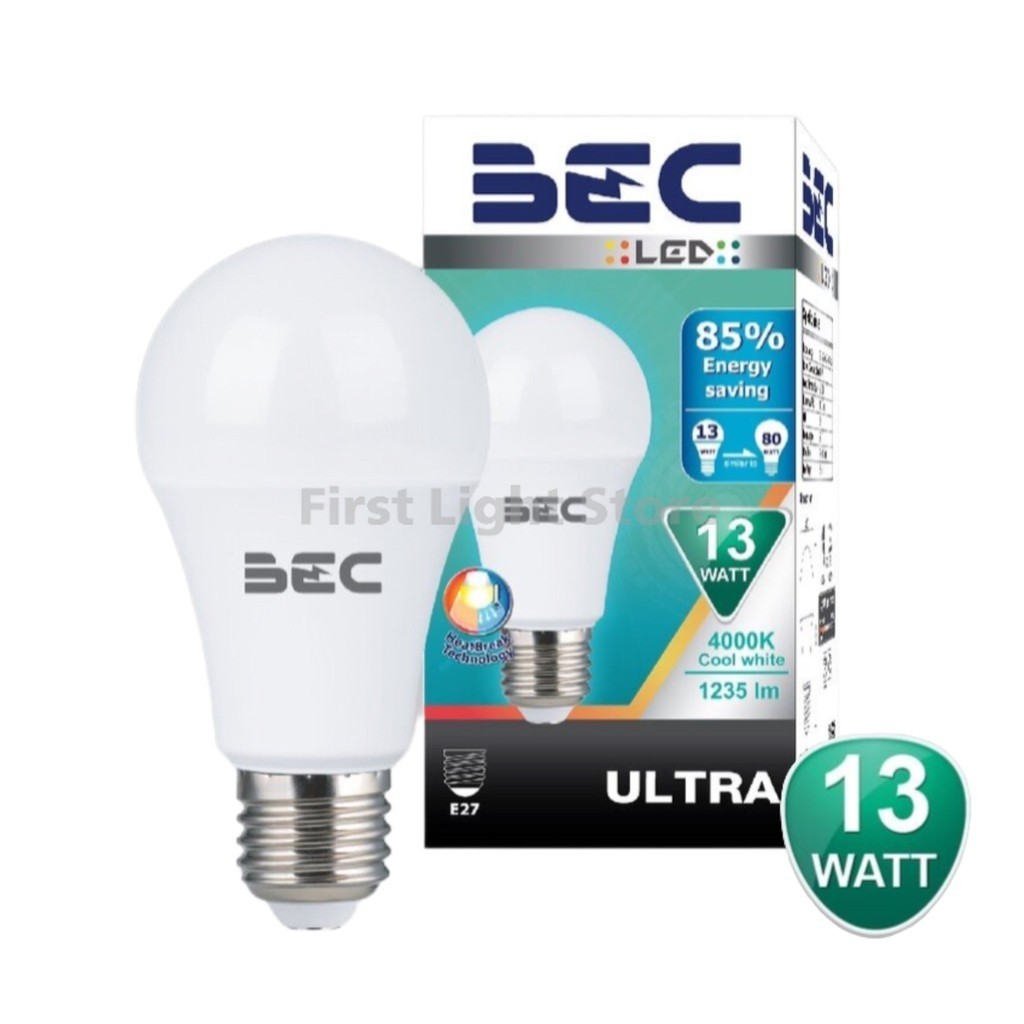 BEC หลอดไฟ LED Bulb Cool White ขั้ว E27 คูลไวท์ 9W 13W 4000K | Lazada.co.th