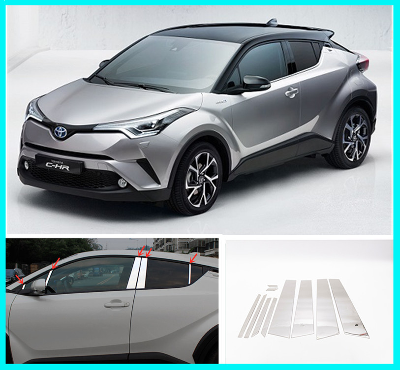 TOYOTA CHR (C-HR) 2018-2022 Window Chrome Pillar Cover Trim Stainless ...