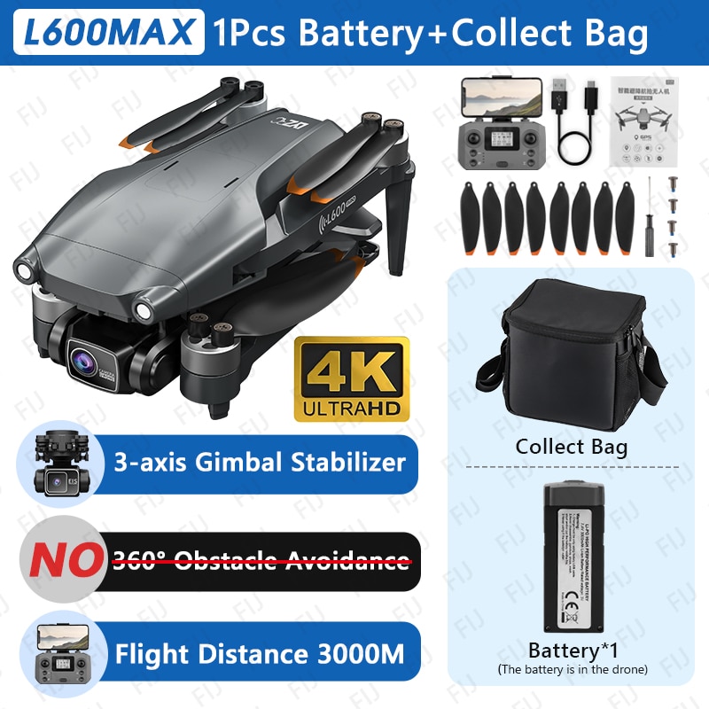 LYZRC L600 PRO MAX Drone 4K Professional HD Dual Camera 3-Axis Gimbal ...