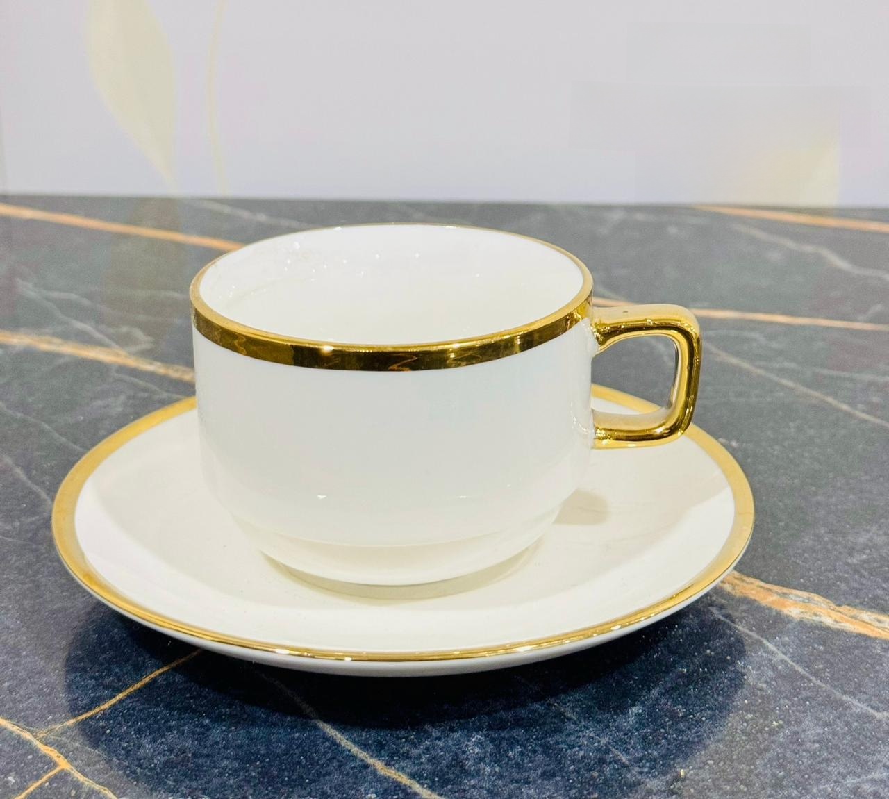 High quality imported super bone golden Line cups saucers | Daraz.pk