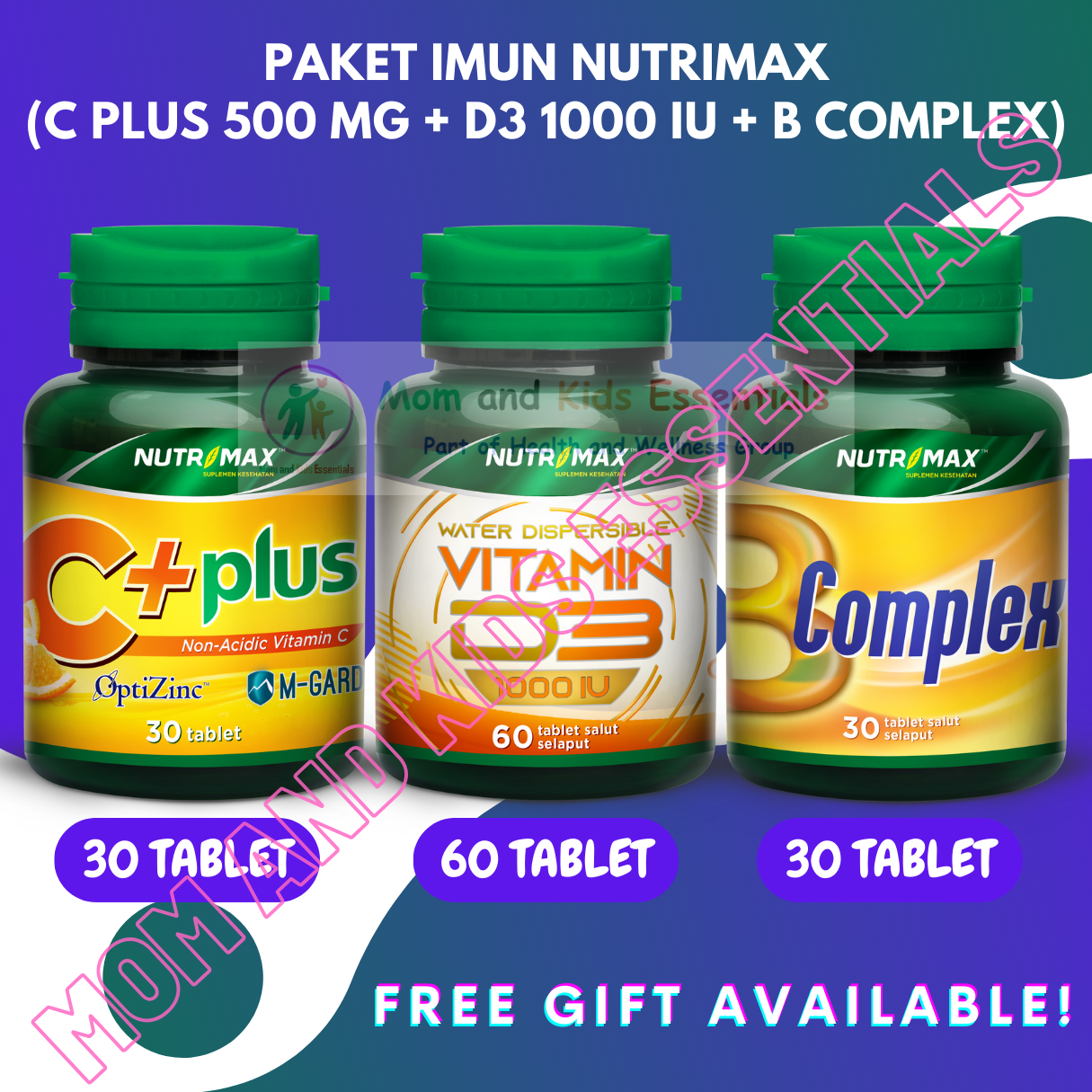 PACK NUTRIMAX C PLUS 500 MG 30 TABLET D3 1000 IU 60 TABLET B COMPLEX 30 ...