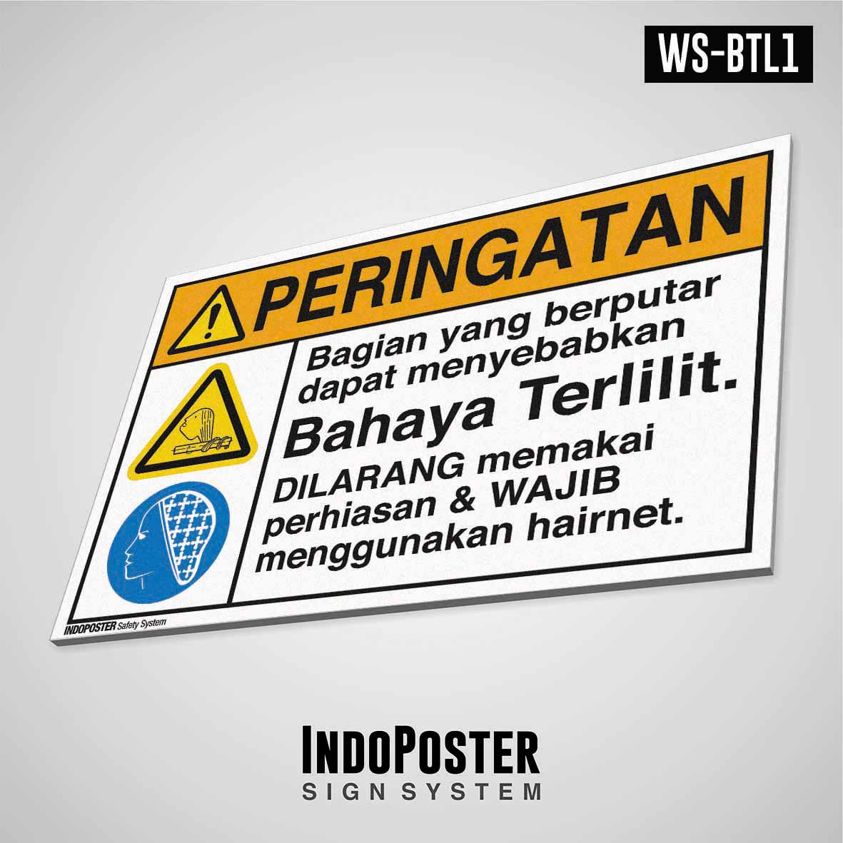 Safety Sign Rambu K3 PVC ANSI Bahaya Terlilit oleh Bagian yang Berputar ...