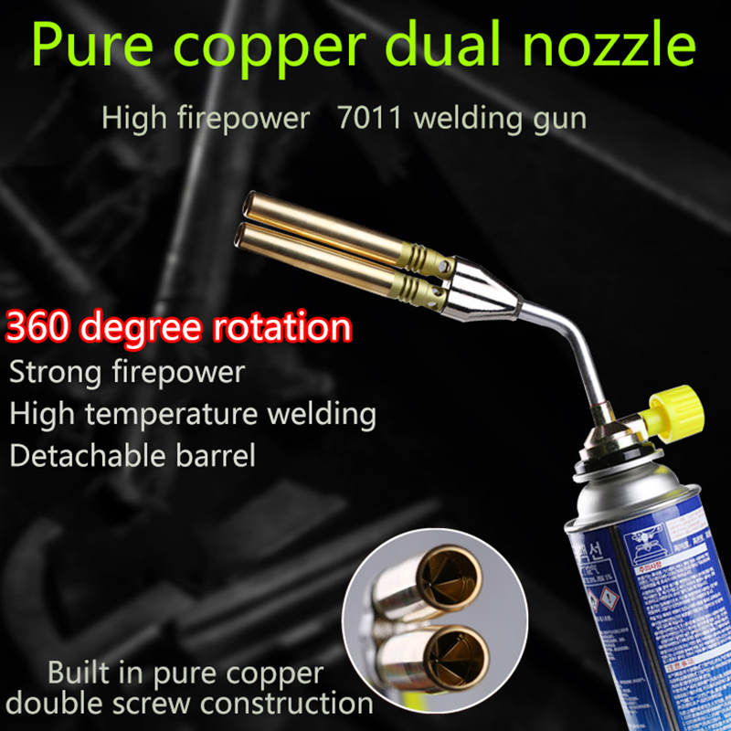 Double Tube Welding Torch Flame Gas Torch Lighter Butane Burner Outdoor ...