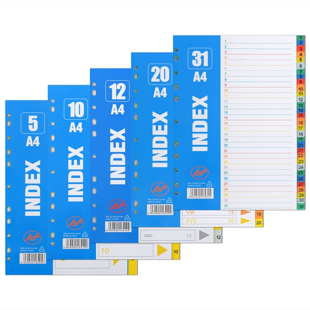 Multi-purpose 5/10/12/20/31Pages Index Separator Page Numbers A4 Size ...