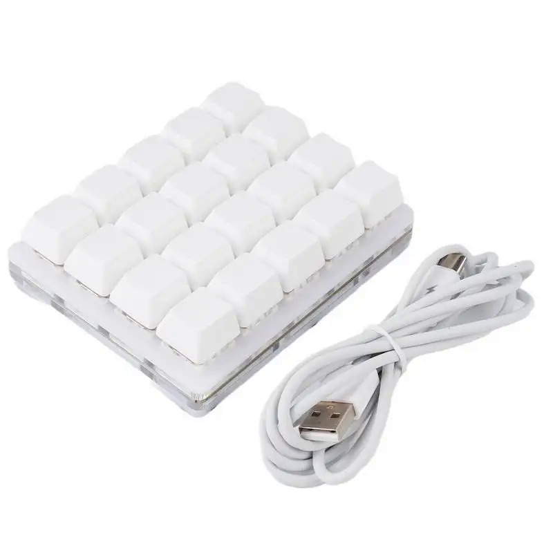 USB Keypad 20 Keys ro Custom Programming Mechanical Keyboard White ...