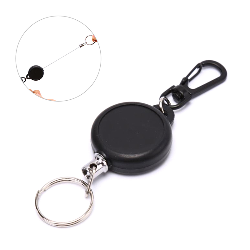 1PC Retractable Pull Key Chain Reel ID Badge Black Card Holder 60CM ...