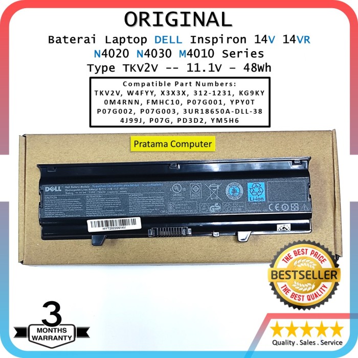 ORIGINAL Baterai Laptop DELL Inspiron N4030 M4010 N4020 N4020D N4030D ...