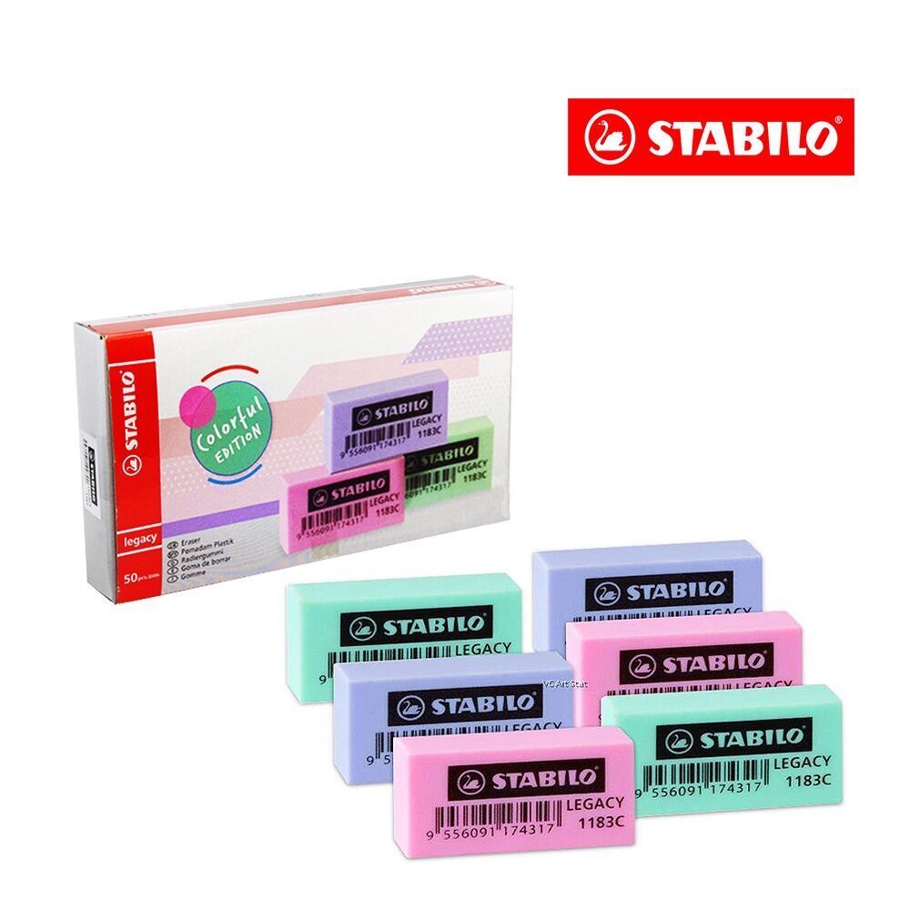 Stabilo Legacy Eraser 1183 White / 1183C Color 6pcs/pack | Lazada