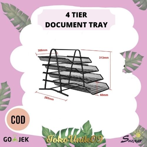 4 TIER DOCUMENT TRAY / rak dokumen besi 4 susun / Tray besi 4 susun ...
