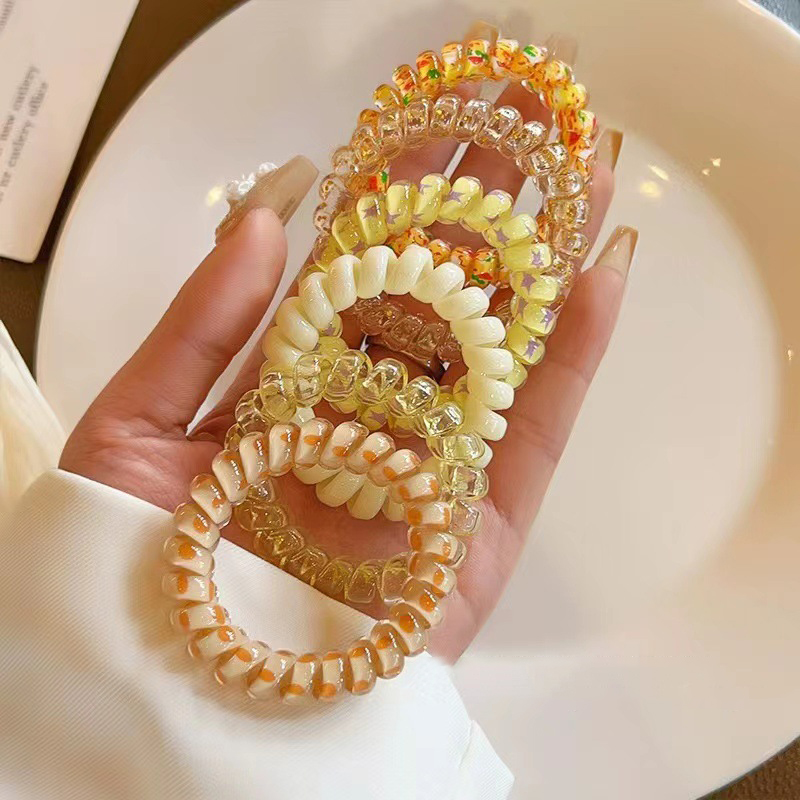 6Pcs Candy Color Hair Rope Lady Summer Telephone Wire Elastic Hair Band ...