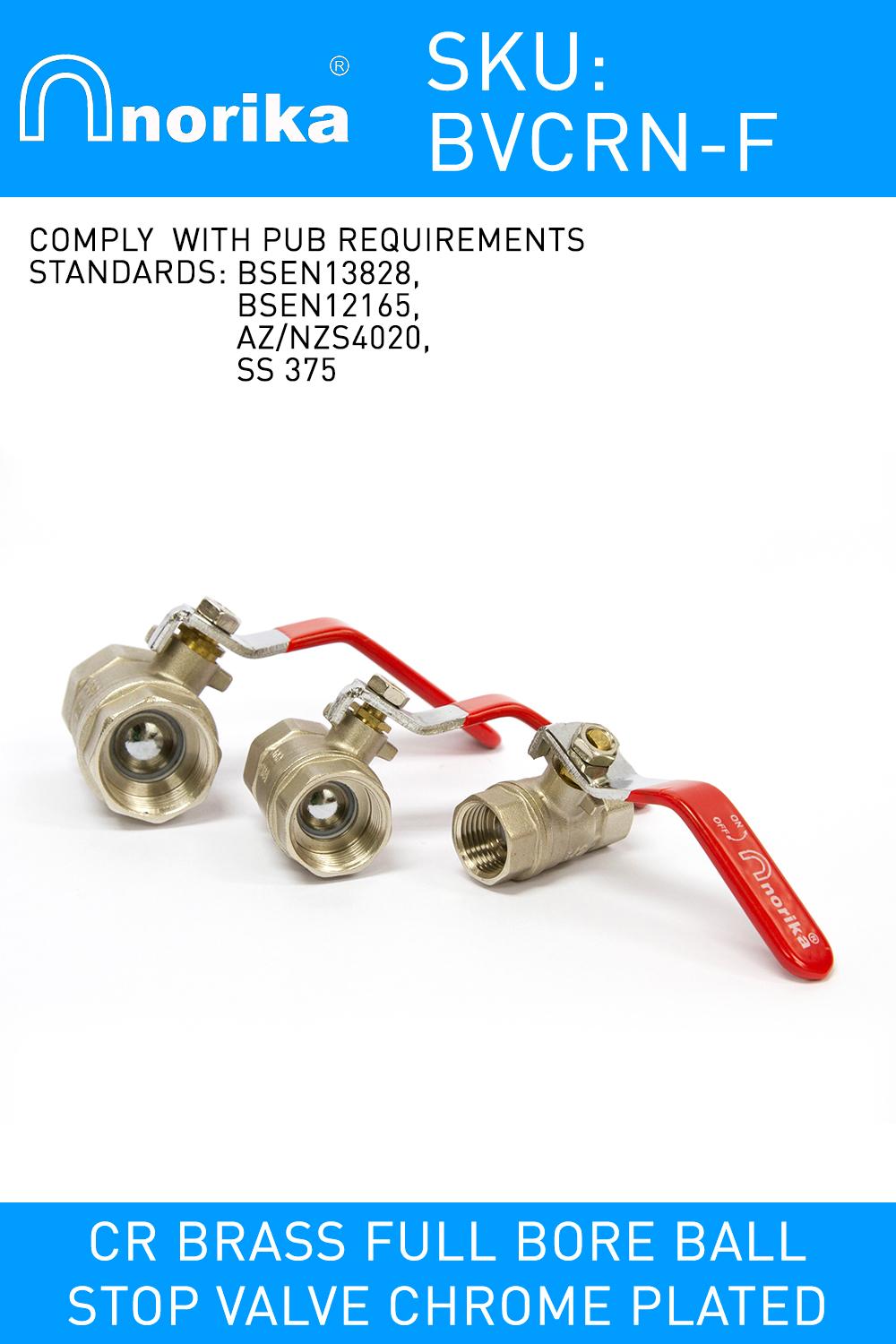 "NORIKA®" 1/2'' 3/4'' & 1'' Red Lever Handle DZR Brass Full Bore Ball ...