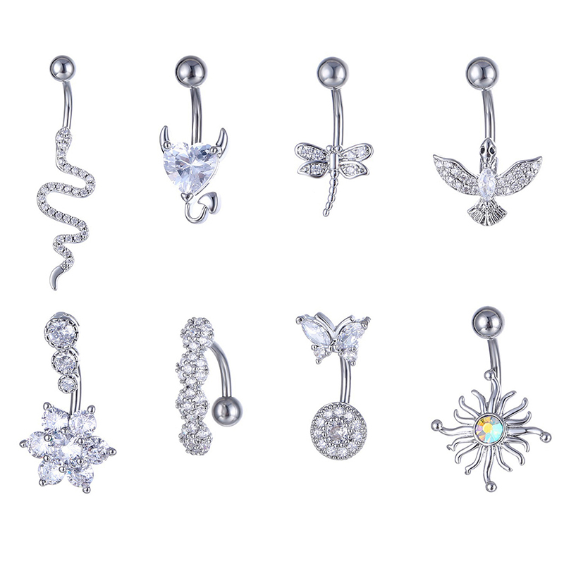 Crystal Belly Button Ring Animal Shape Belly Piercing Stainless Steel ...