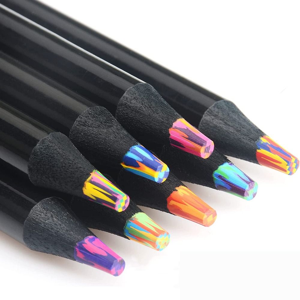 8/12Colors x Rainbow Color Pencil Creative Rainbow Core Pencil Black ...