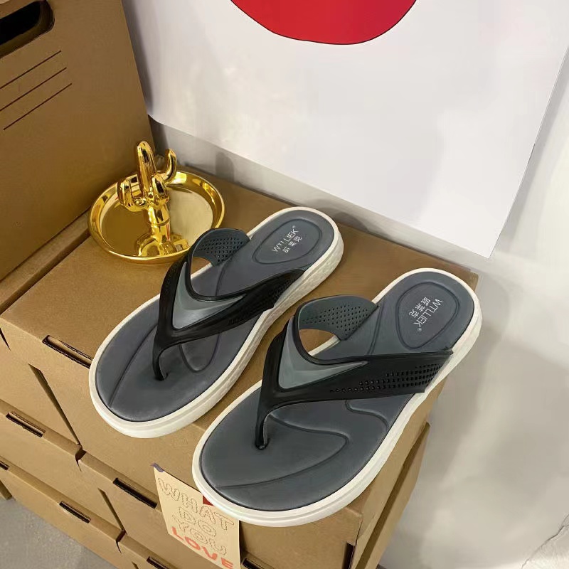 vivi.an รองเท้าแตะผู้ชาย รองเท้าแตะมีหูคีบ พื้นนุ่มใส่สบายเท้า วัสดุ ...