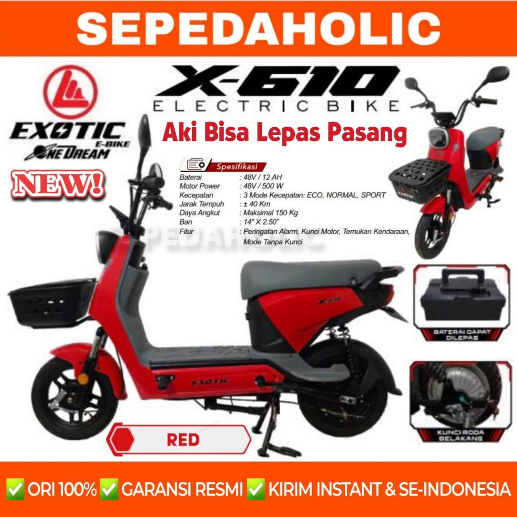 Sepeda Listrik EXOTIC X610 X-610 BY PACIFIC 500 Watt Electric E Bike ...