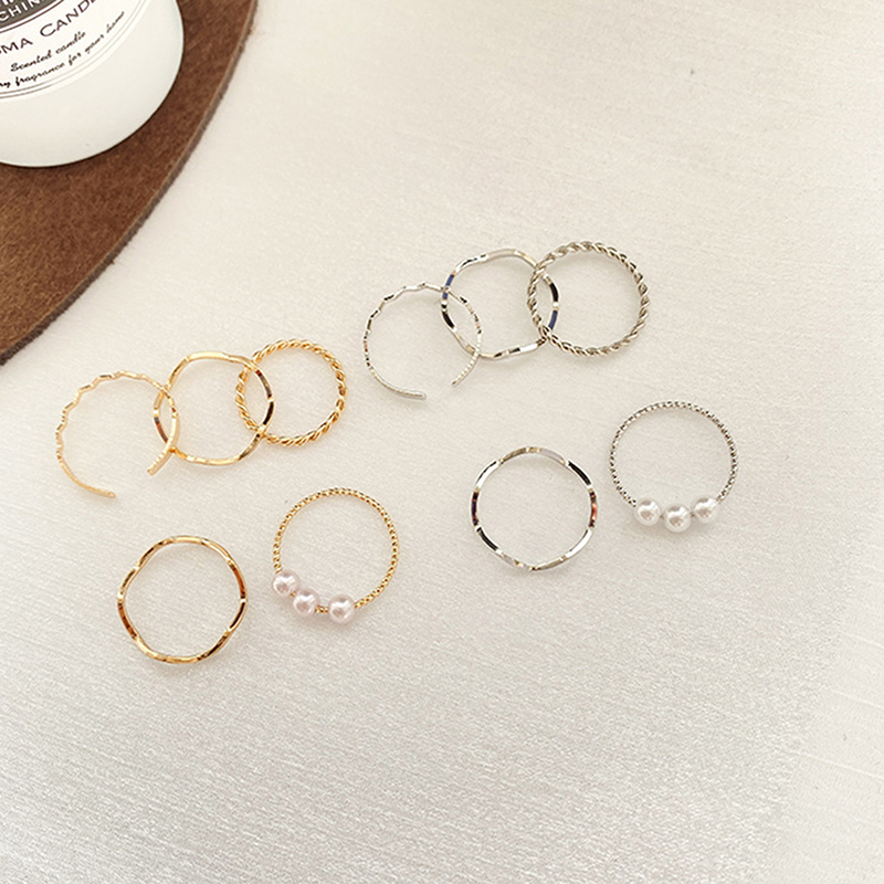 5Pcs/set Fashion Rings Set Metal Hollow Round Opening Women Finger Ring ...