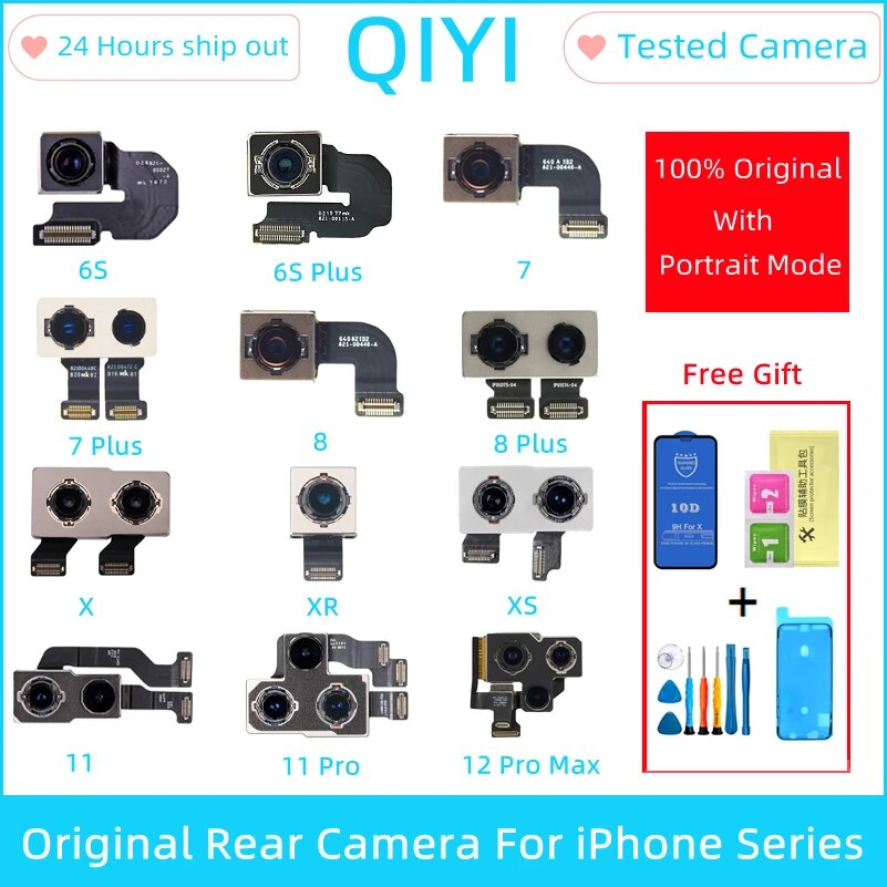 QIYI Original Rear Camera For iPhone 6S 7 8 Plus X XR XS 11 12 PRO MAX ...
