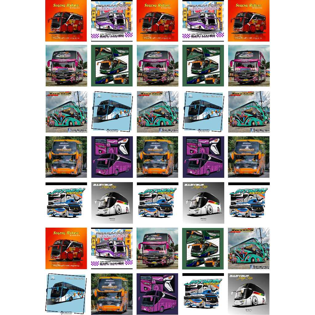 STICKER BUS BASURI TUNGGAL JAYA CAMPUR 1 Lembar Isi 40 kotak, STICKER ...