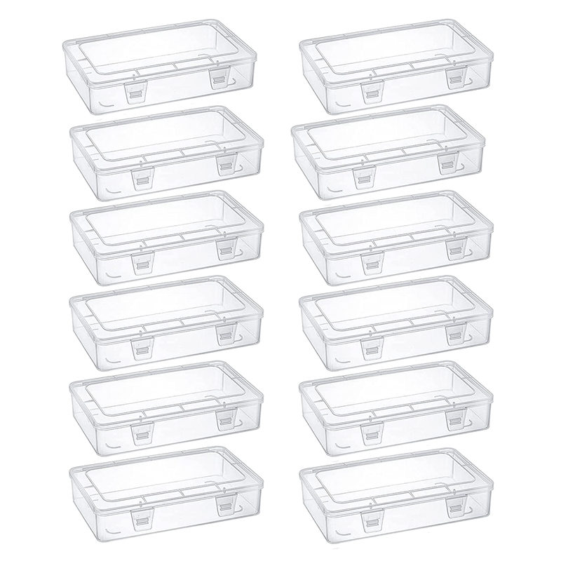 12-Pack Clear Plastic Storage Containers, 8 x 5 x 1.75 Inch Empty ...