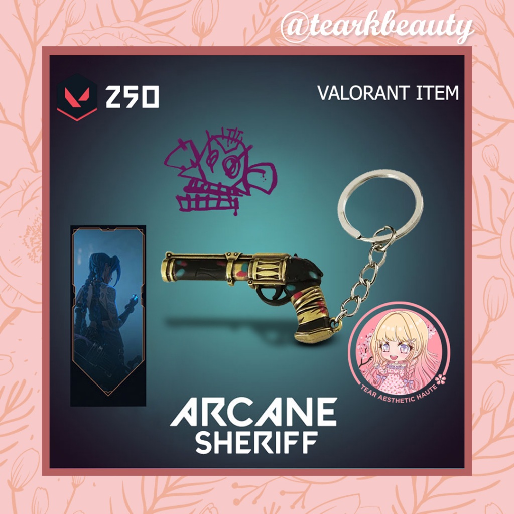 [on-hand] Valorant Keychain Jinx Arcane Sheriff Revolver 5cm Game ...