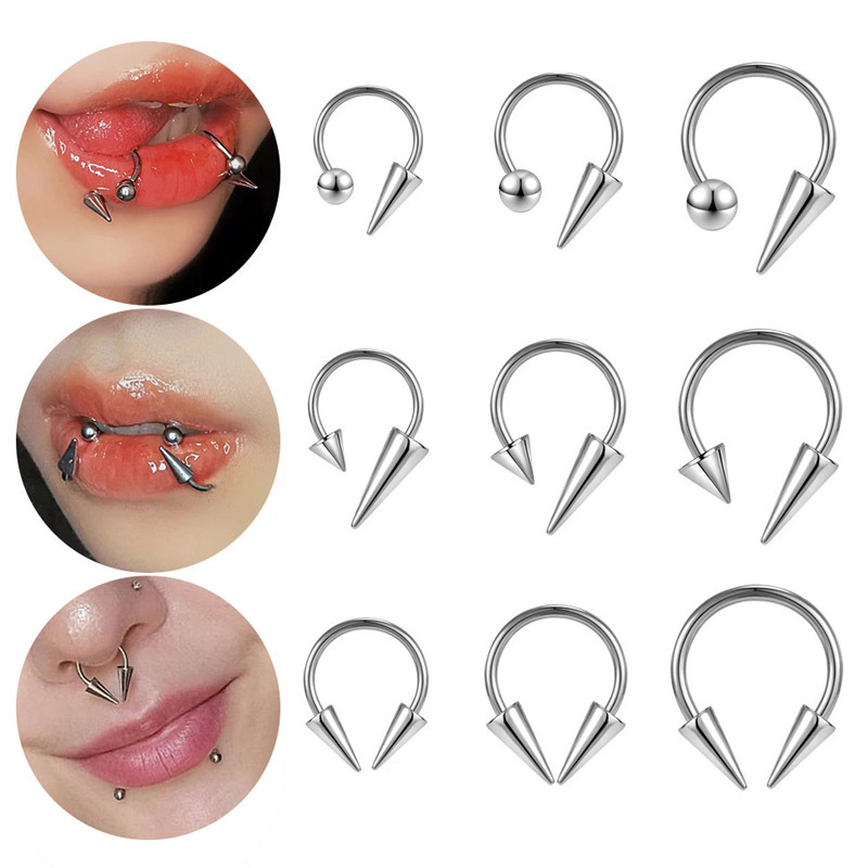 Stainless Steel Tapered Nasal Septum Lip Ring Horseshoe Lip Nose Ring ...