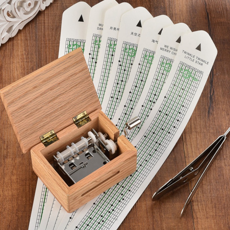 Hand Crank Music Box with Hole Punch and 5 Paper Tape Music Action Box ...