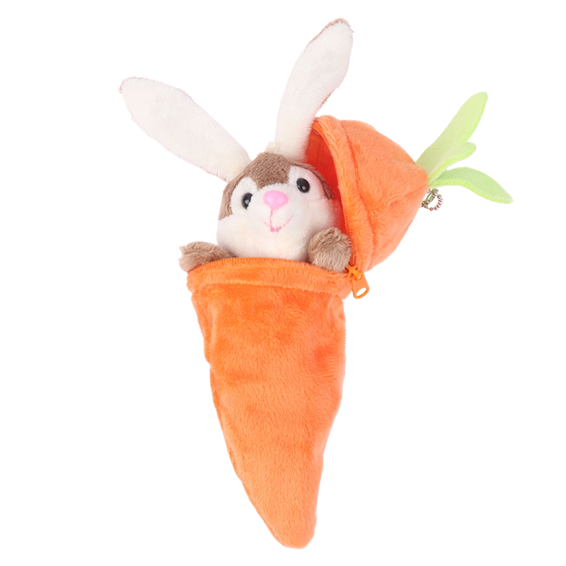 Mini Cute Rabbit In Carrot Plush Toys Keychain Anime Brown Lop Eared ...