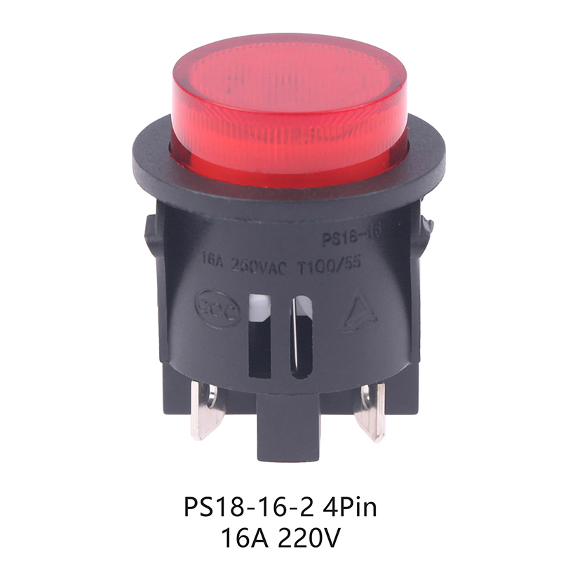Red Push Button Switch With Light 4 Pins Touch Power Switch 16A 250V ...