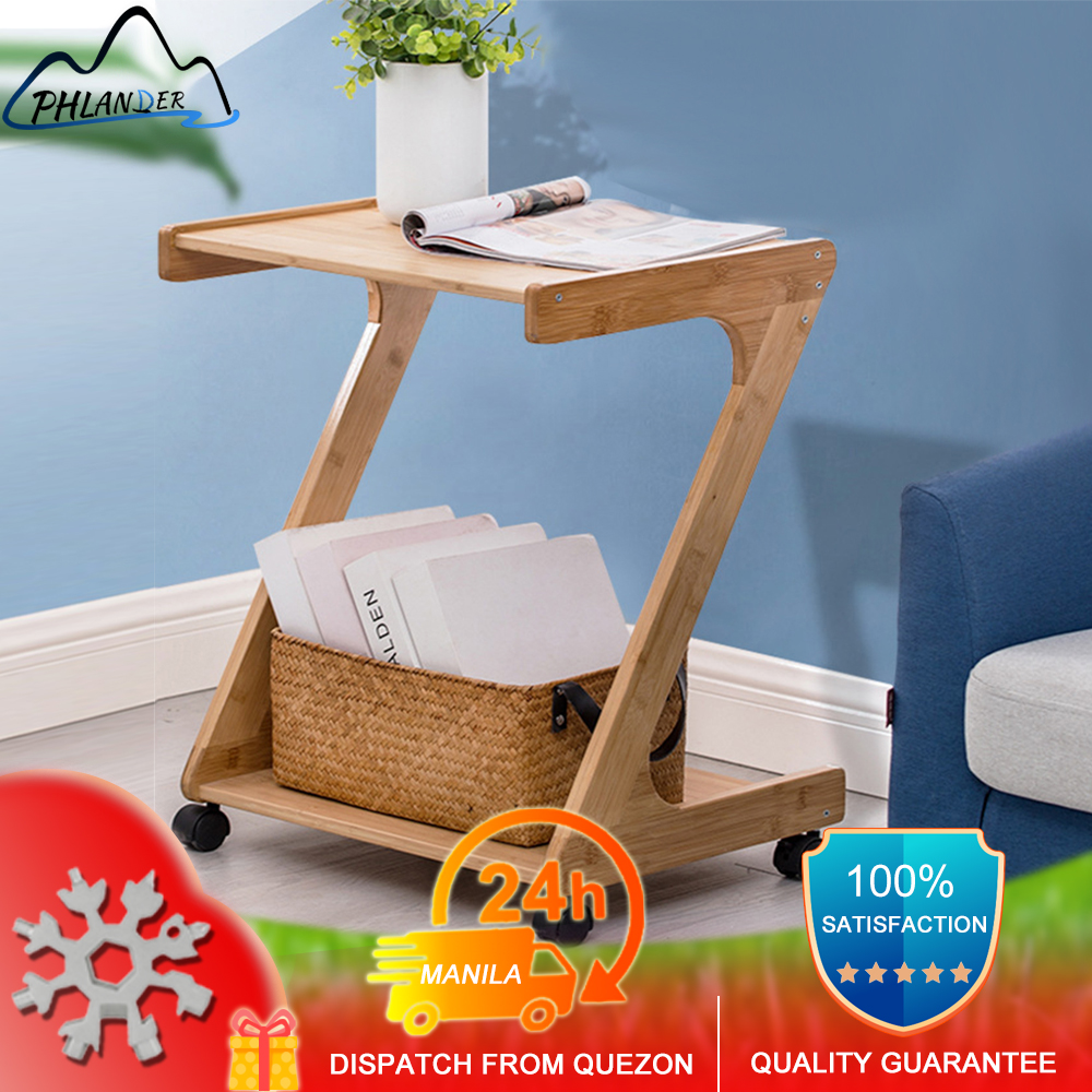 Z-Shaped Side Table with Wheels Sofa End Table Corner Table Sofa Laptop ...