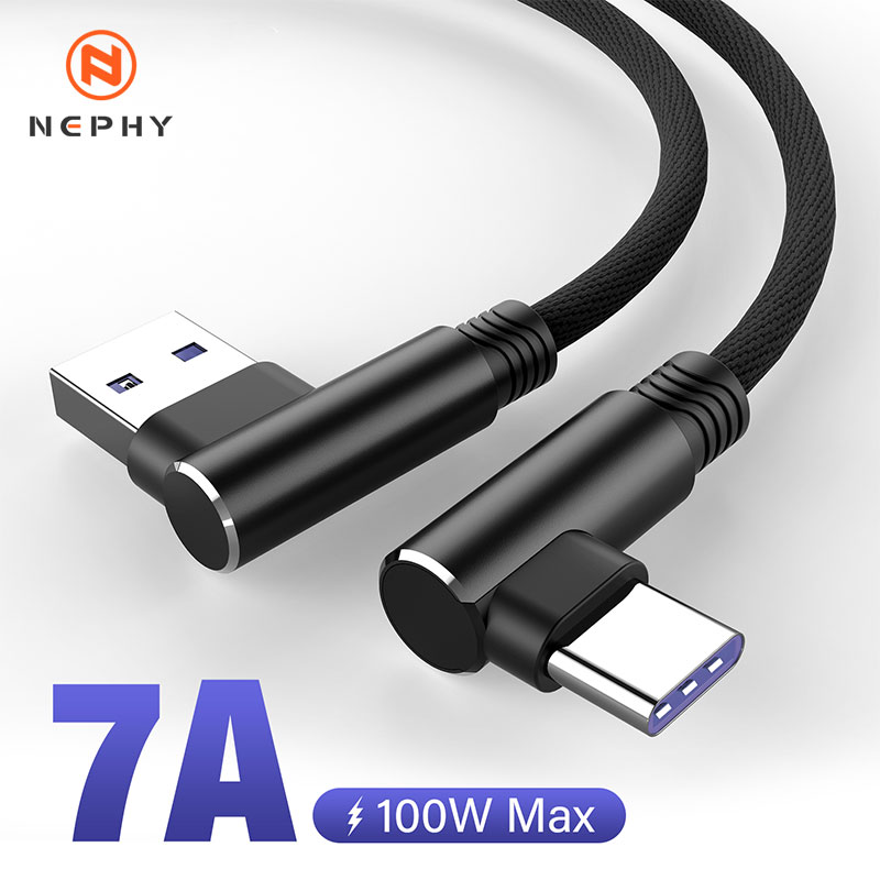 90 Degree 7A 100W USB Type C Cable 100W Fast Charging Wire For OPPO ...