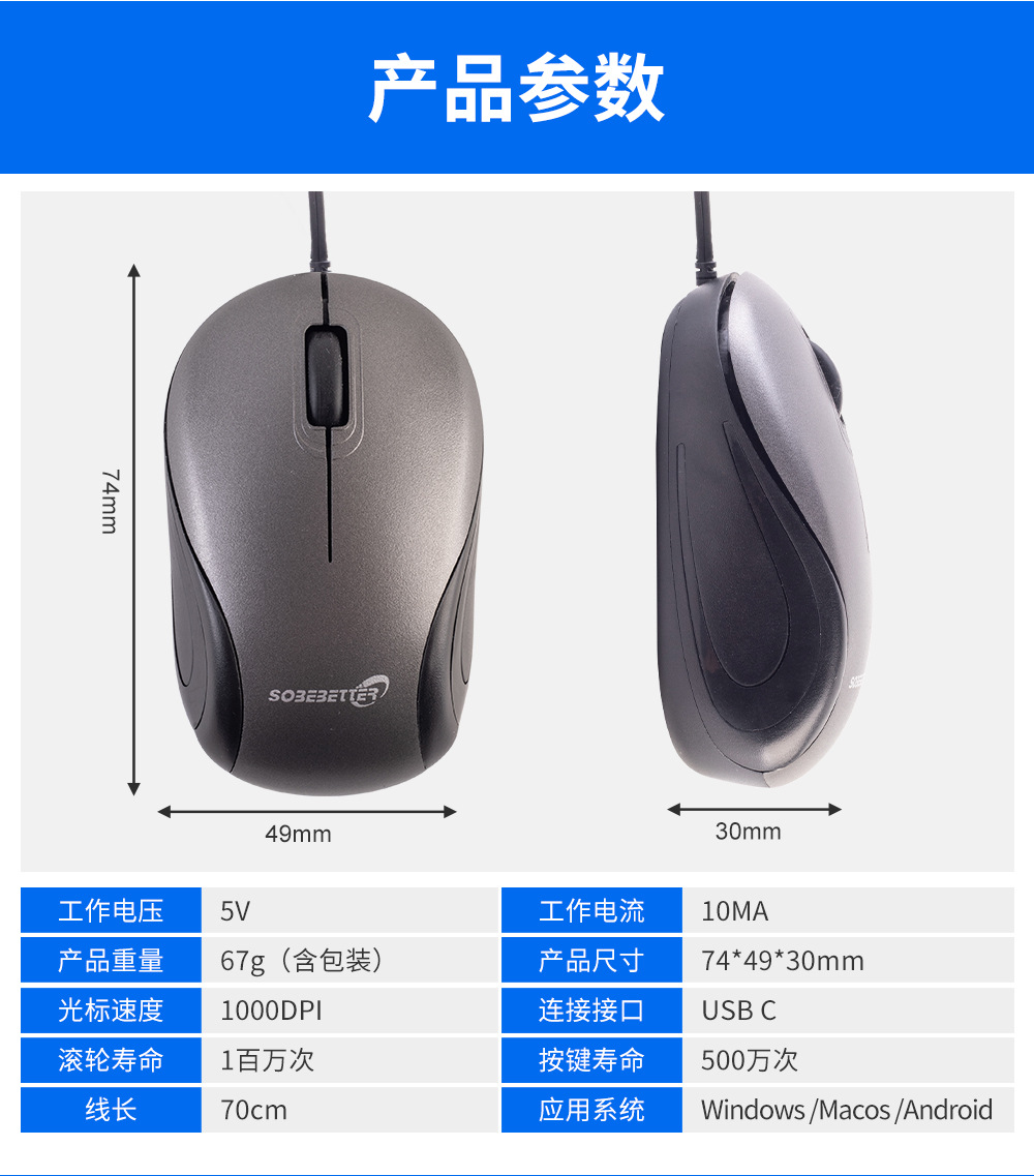 Portable mute Small size Type C usb interface rollable retractable ...