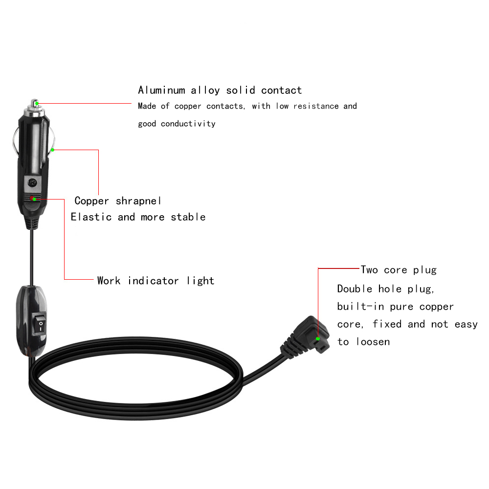 1m 2m 3m 12v Dc Replacement Car Cooler Cool Box Mini Fridge Cable Plug ...