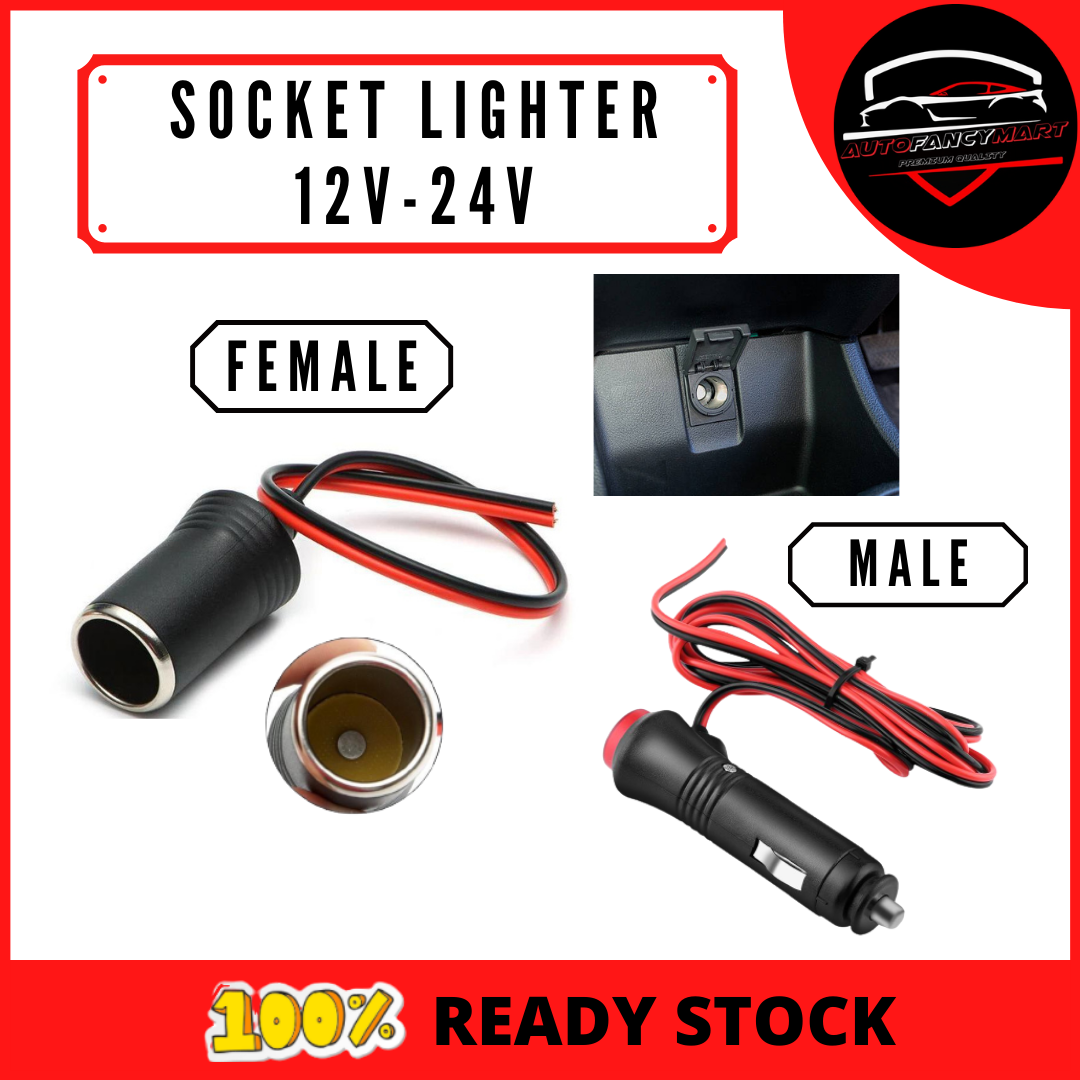 [WIRE TEBAL] SOCKET LIGHTER CAR DC 12V-24V ADAPTER PLUG CONNECTOR FUSE ...