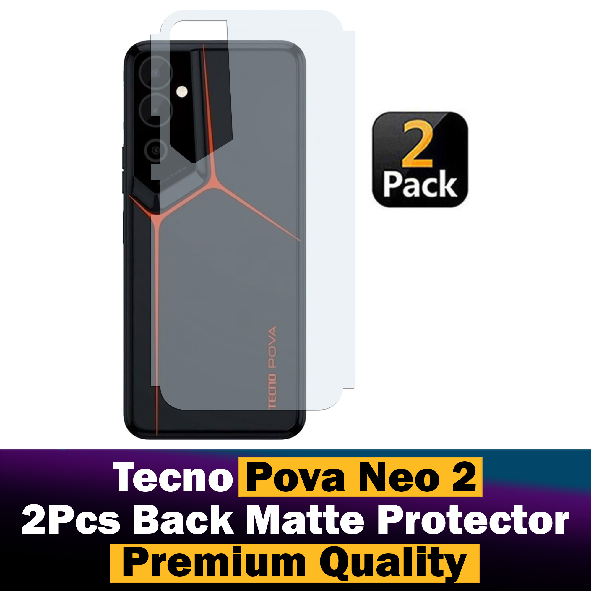 Tecno Pova Neo 2 Back Protector Carbon Fiber Matte Soft Skin Sheet For ...