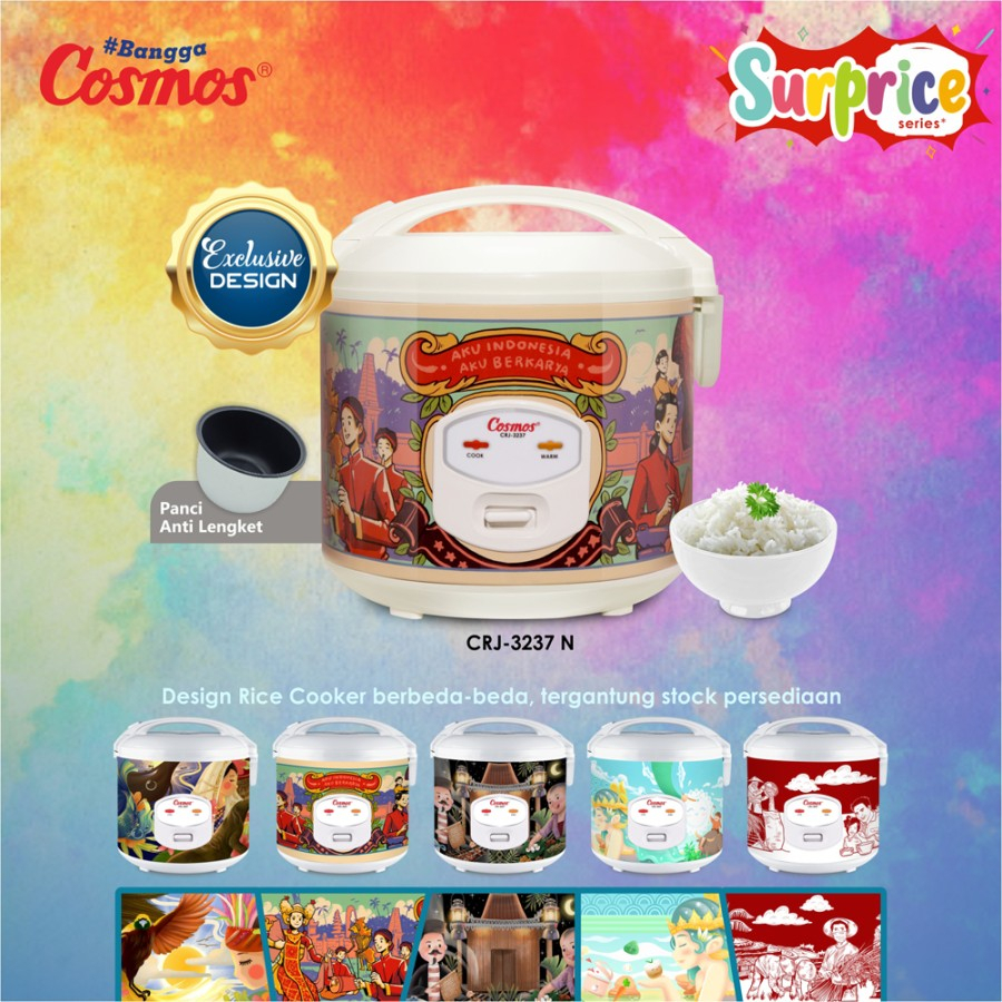 COSMOS CRJ-3237 Rice Cooker / Magic Com 2 Liter (Anti Lengket) | Lazada ...