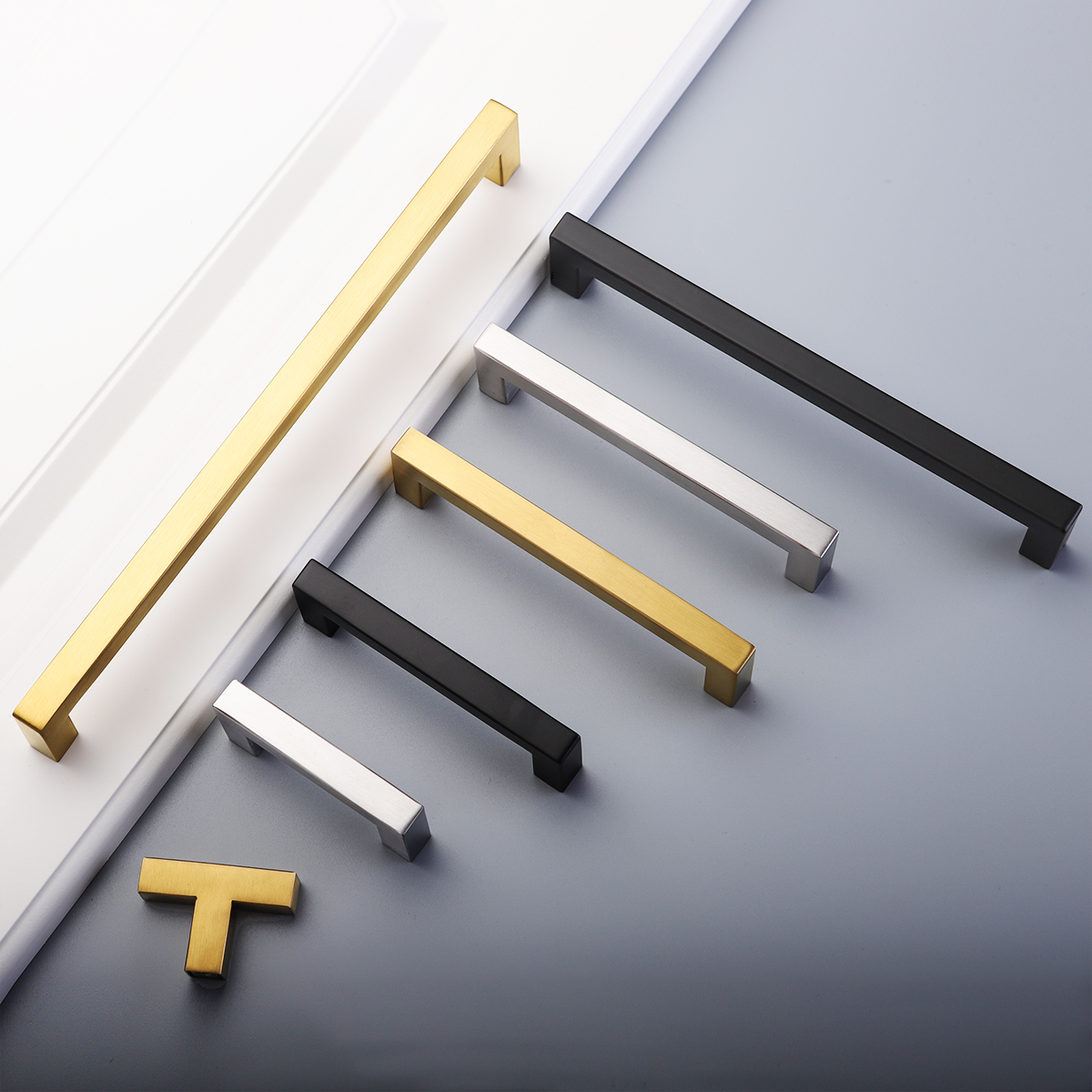 Door Handl Stainless Steel Kitchen Pull Square Kitchen Furniture Silver ...