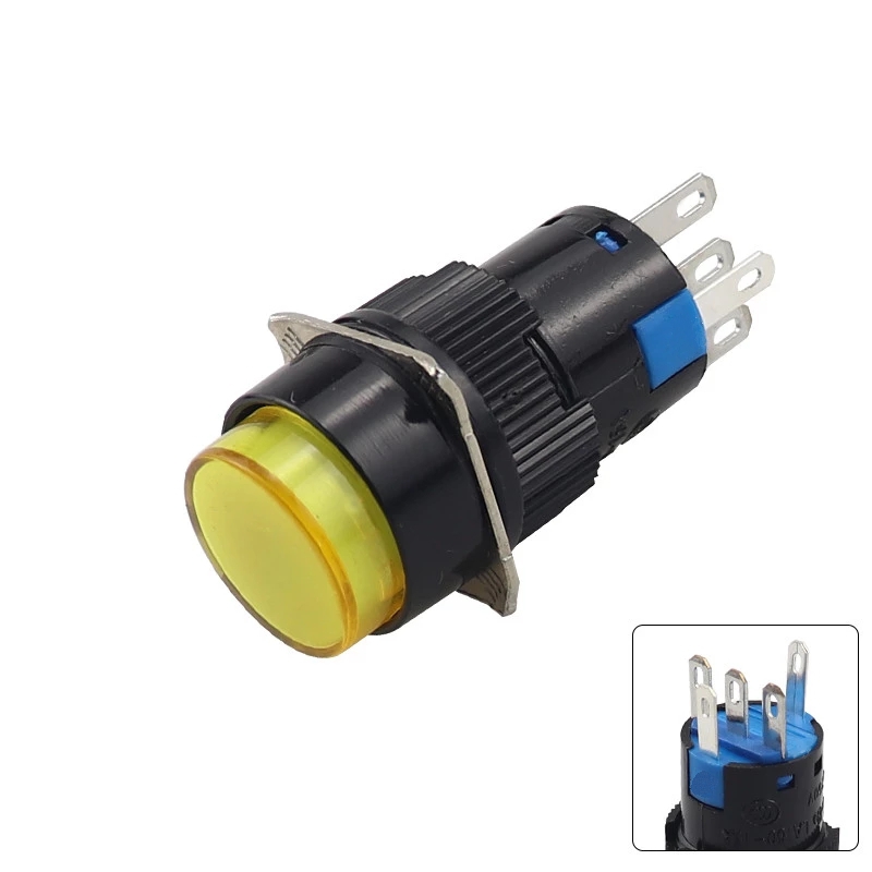 1 Pcs 16mm 5V 12V 24V 220V LED Push Button Switch lamp Self-Lock ...
