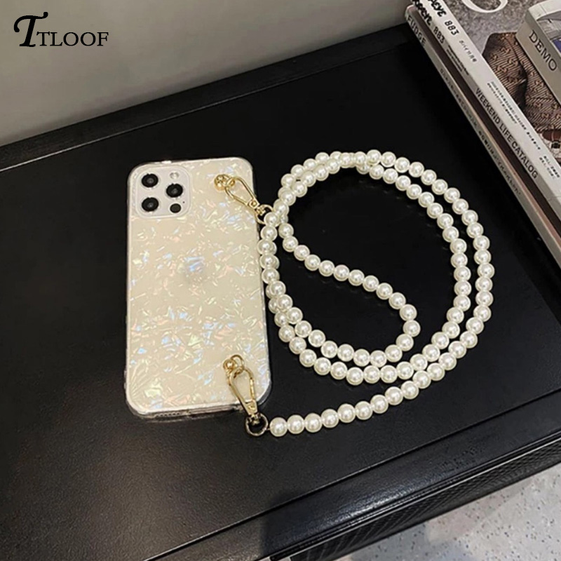 9033 Pearl Shell Crossbody Necklace Strap Lanyard Phone Case For ...
