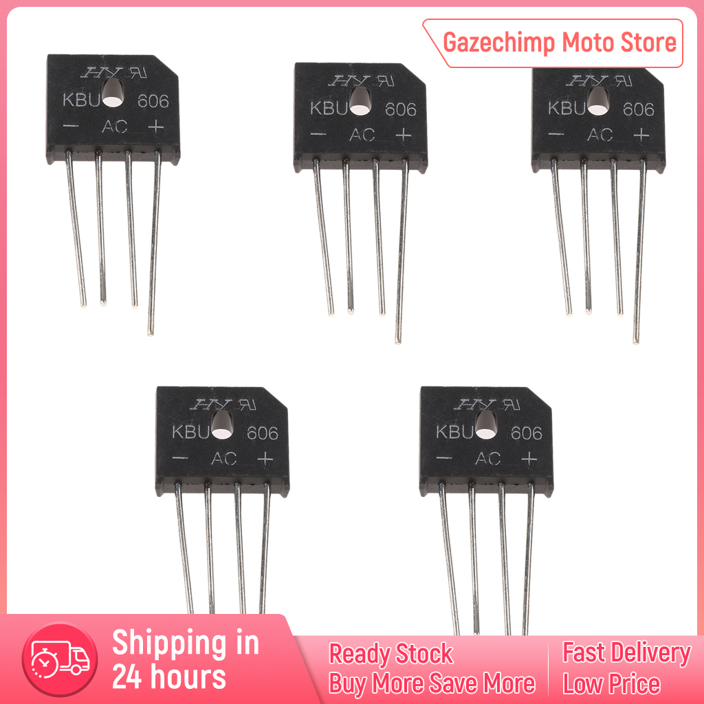 Gazechimp 5 piece GBU606 Bridge Rectifier Diode Flat Bridge 6A 600V ...